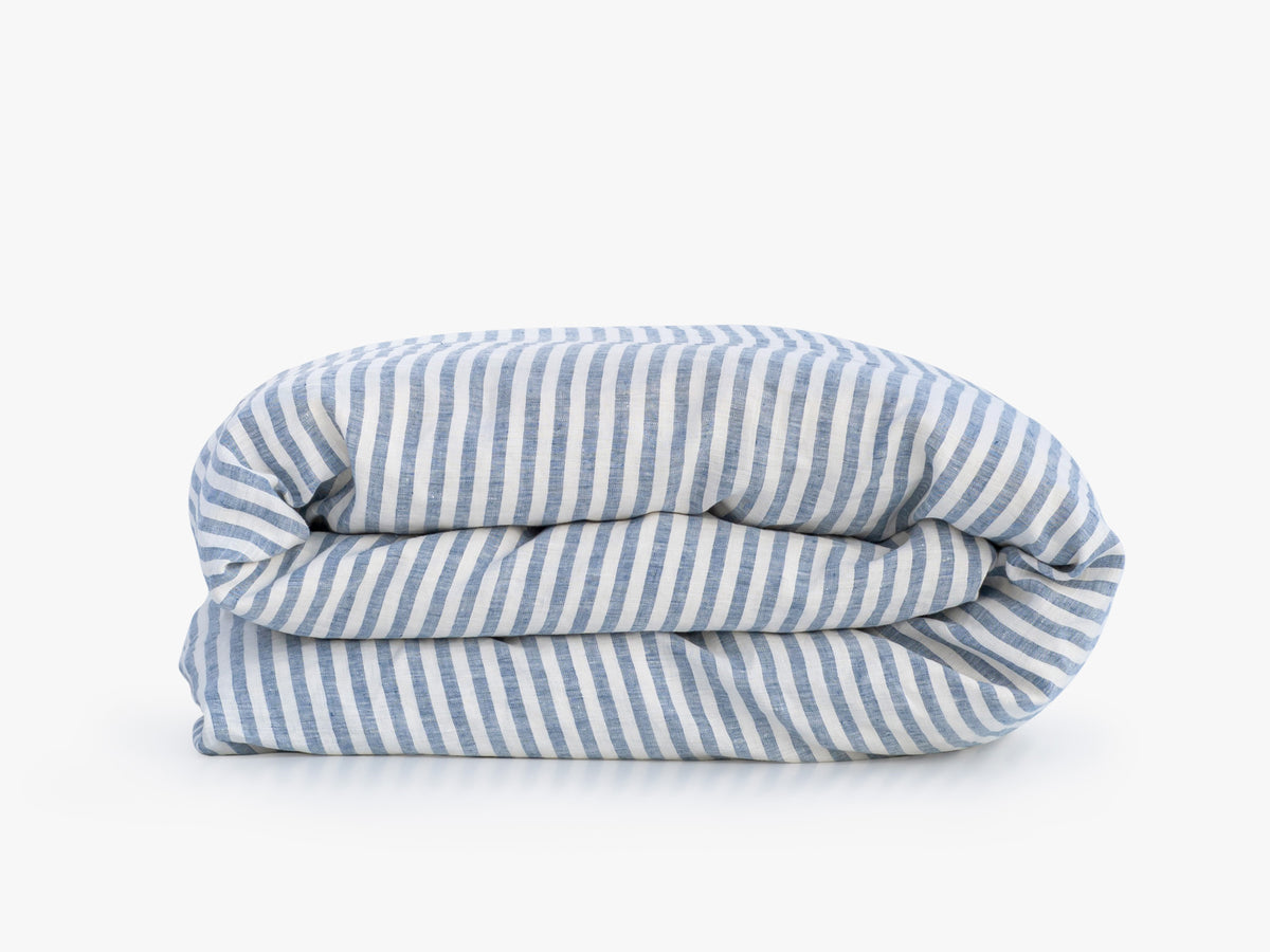 Riviera Linen Duvet Cover - Blue Striped Bedding for Sailors at Heart